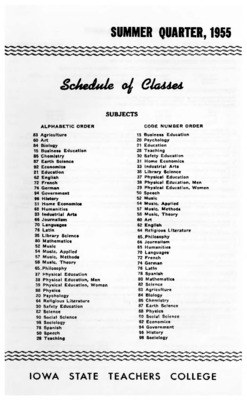 "Iowa State Teachers College Schedule of Classes, Summer 1955" by Iowa ...