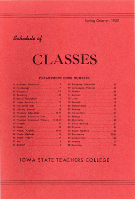 "Iowa State Teachers College Schedule of Classes, Spring 1950" by Iowa ...